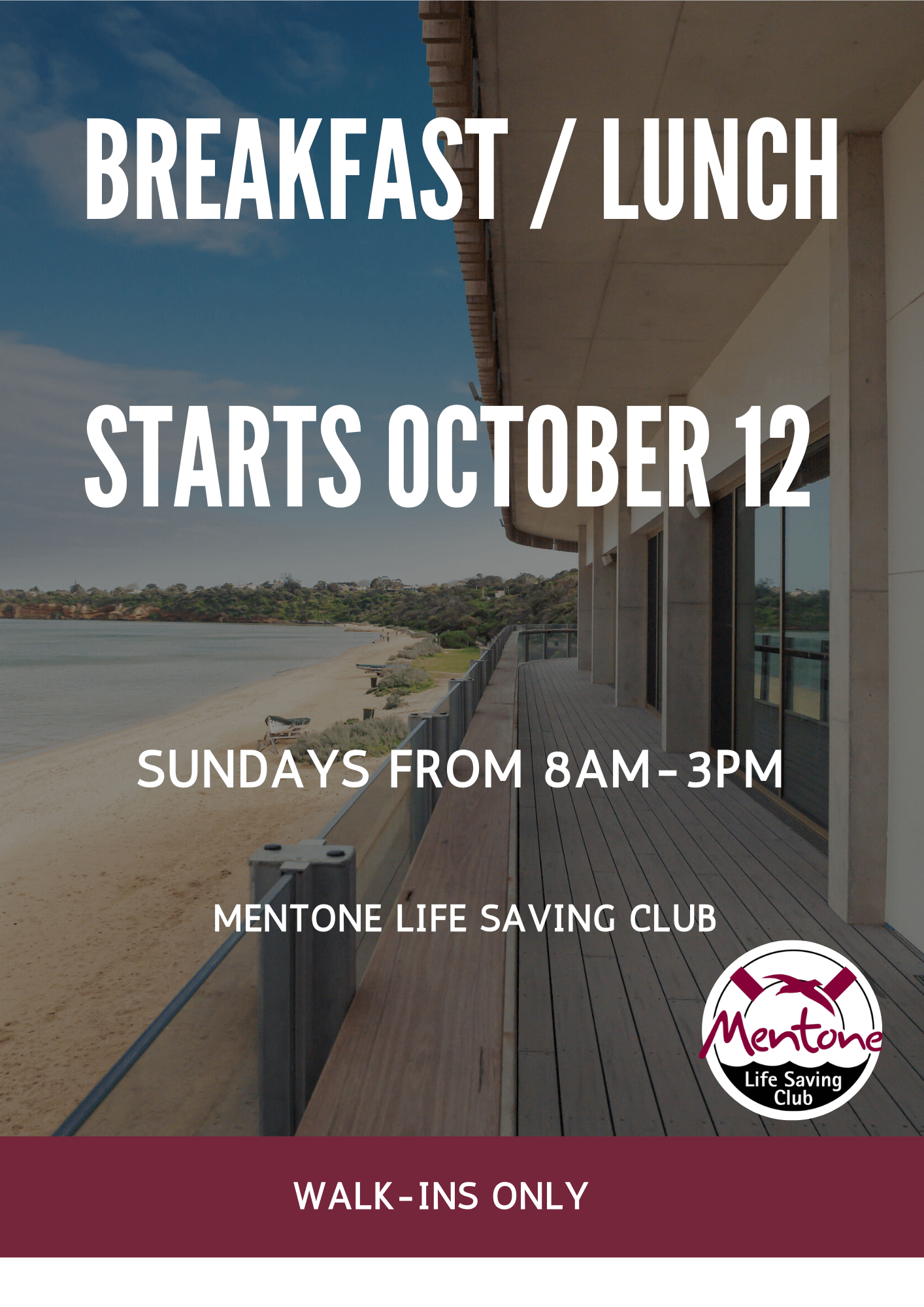 Sunday breakfast start Insta Post – Mentone Life Saving Club